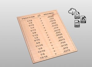 CNC Laser Fraction to Decimals Chart - StepFIVE40 DXF Files