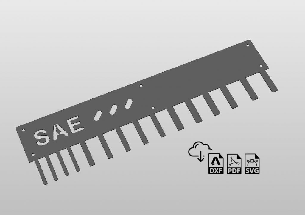 Wrench Hanger Rack Hooks (SAE Text) DXF File - StepFIVE40 DXF Files